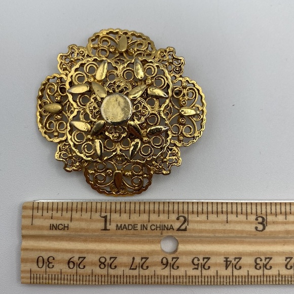 Florenza | Jewelry | Vintage Florenza Gold Tone Filigree Style Brooch ...